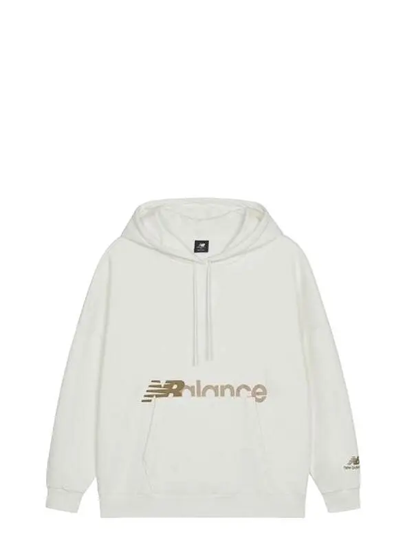 NEW BALANCE Logo Print Hoodie - White/brown