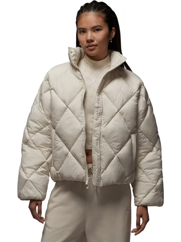 JORDAN Air Brooklyn Quilted Puffer Jacket - Light Orewood Brown