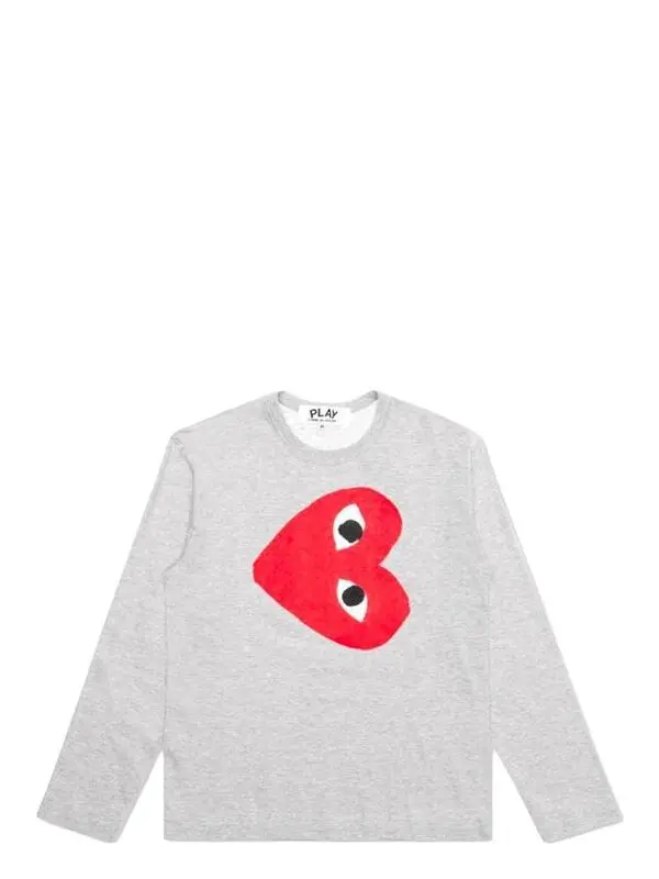Play Comme Des Garcon Side Heart Long Sleeves Tee - Grey