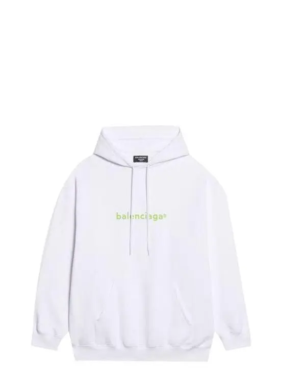 Balenciaga Copyright Logo Print Medium Fit Hoodie - White