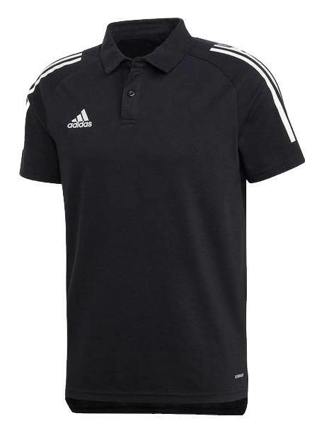 Adidas Logo Embroidered Stripe Sports Short Sleeve Black Polo Shirt - Default Color
