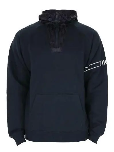 Dior Logo Detailed Zip-up Hoodie - Blue