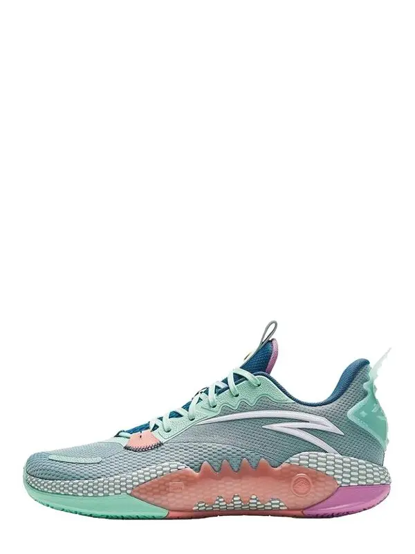 ANTA Shock Wave 5 Team 'madhouse' Sneakers - Teal Green/orange/pink