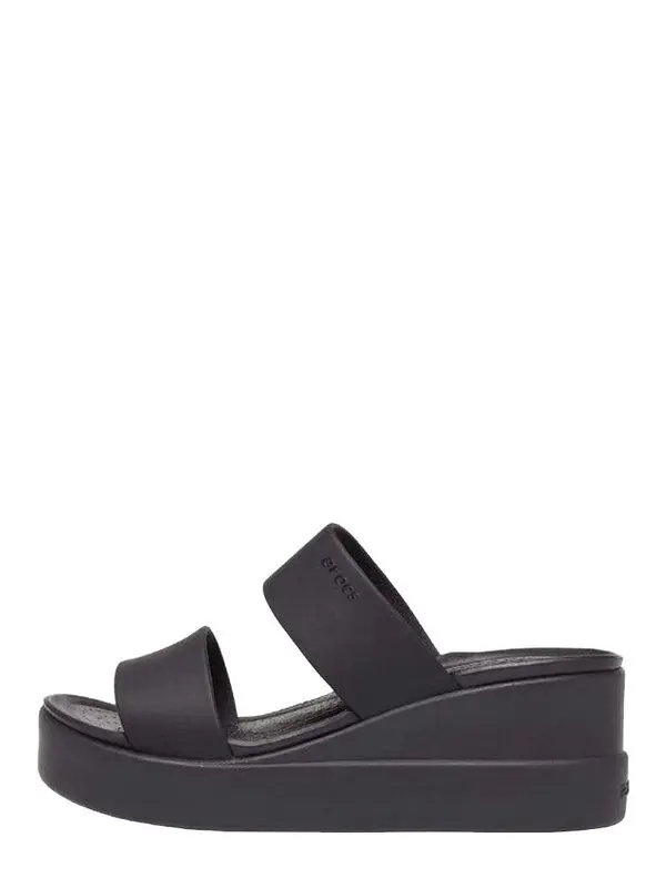 CROCS Brooklyn Double Strap Mid Wedge Slides - Black