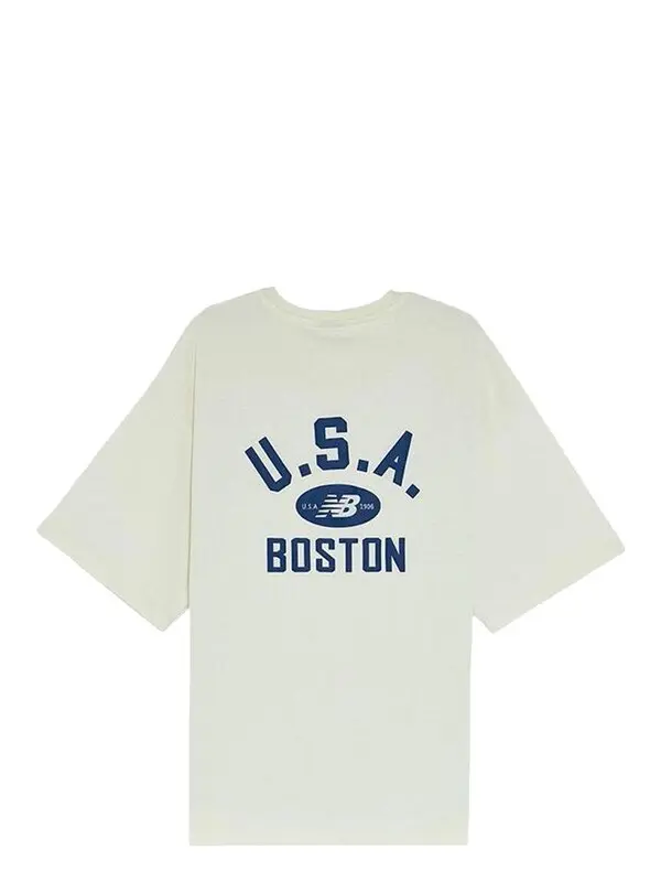 NEW BALANCE Boston Tee Asia Sizing 'white Blue - White/blue
