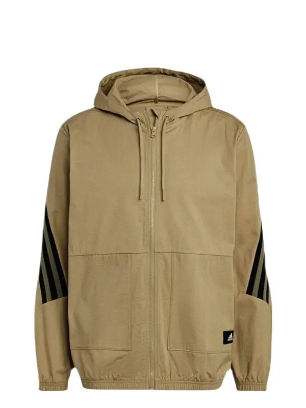 Adidas Hooded Windproof Athleisure Casual Sports Jacket - Khaki