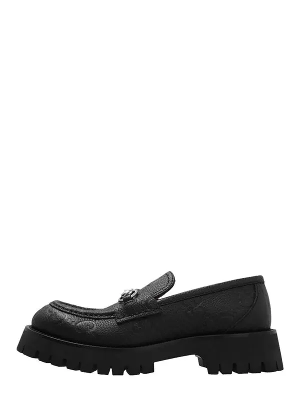 Gucci Leather Horsebit Lug Loafers - Black