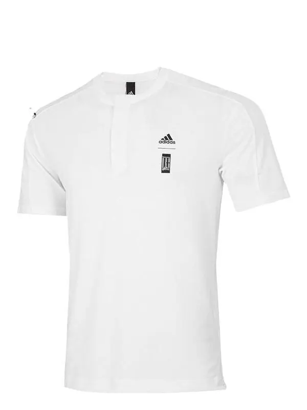 Adidas Brand Logo Printing Round Neck Short Sleeve White T-shirt - Default Color