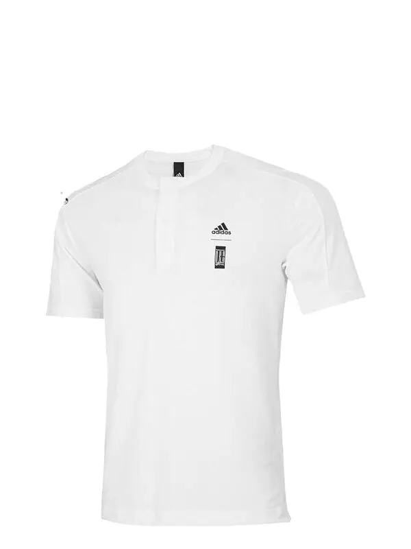 Adidas Brand Logo Printing Round Neck Short Sleeve White T-shirt - Default Color