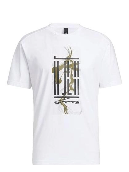 Adidas Wj Gfx Logo Pattern Printing Athleisure Casual Sports Round Neck Short Sleeve White - Multi-color