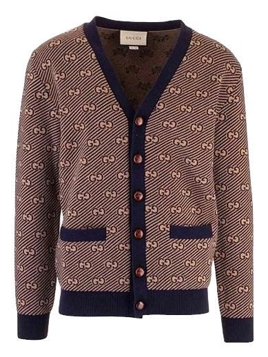 Gucci Monogram Knit Cardigan - Brown