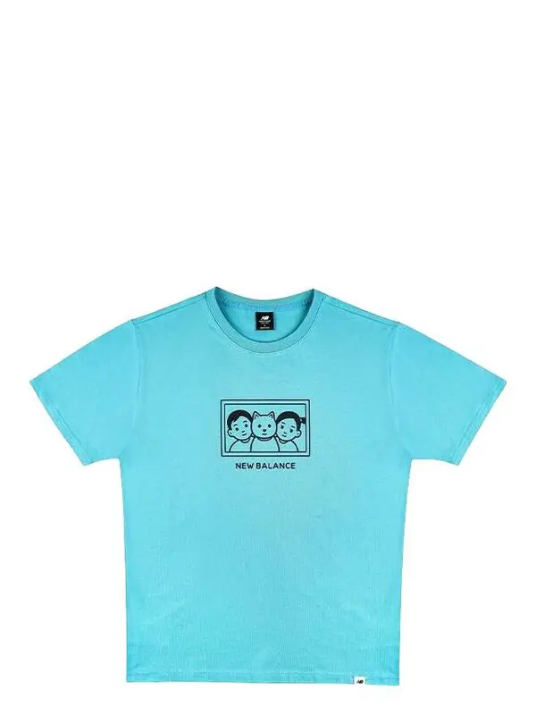NEW BALANCE X Noritake Crossover Funny Cartoon Photo Printing Casual Short Sleeve Lake T-shirt - Blue