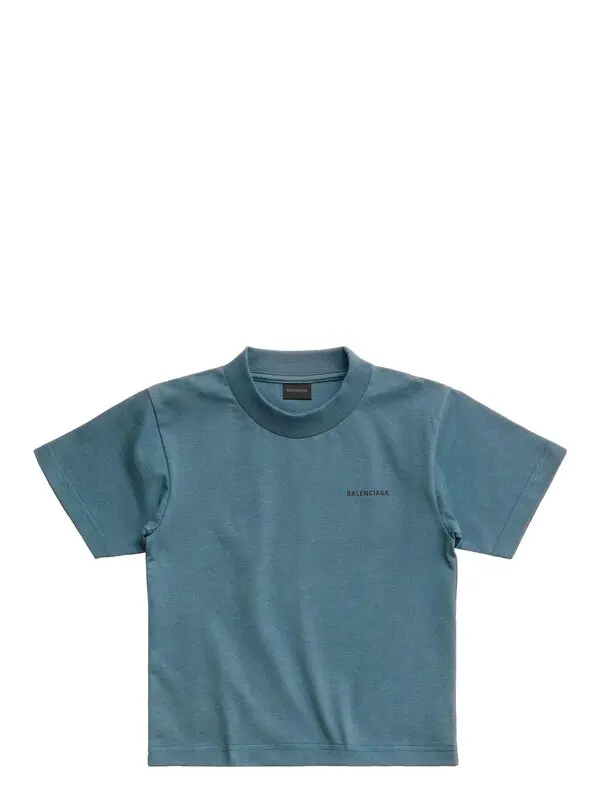 Balenciaga Logo Print Cotton T-shirt - Blue
