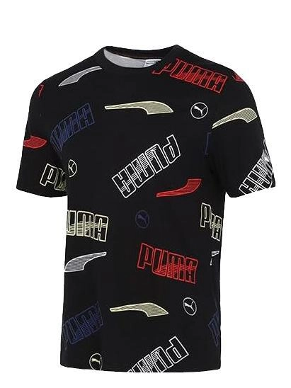 PUMA Solid Regular Fit T-shirt 'black - Black/red/blue
