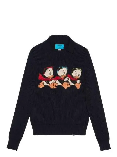 Gucci X Disney "three Little Pigs" Ribbed Turtleneck Sweater - Dark Blue