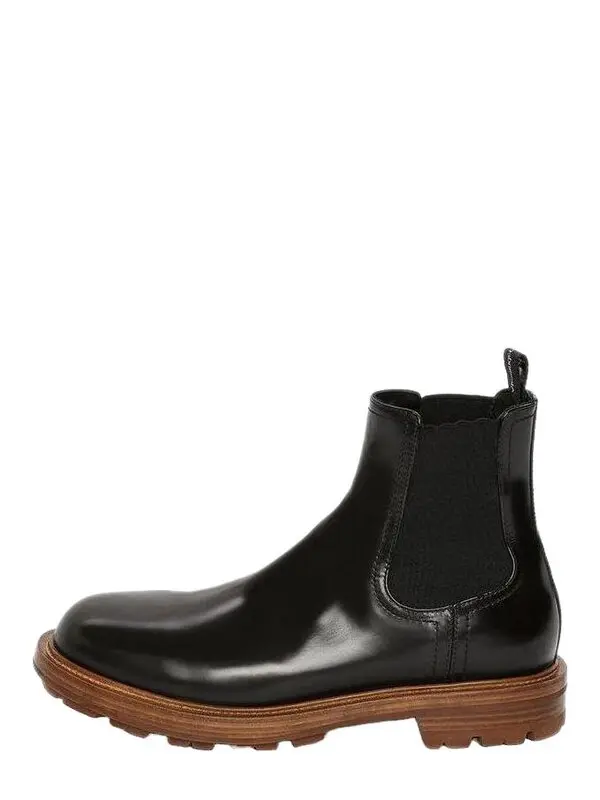 Alexander McQueen Shiny Leather Chelsea Boots - Black/brown