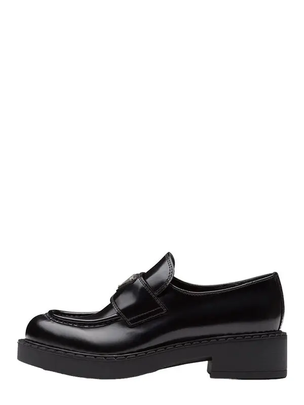 Prada Leather Loafers - Black/silver