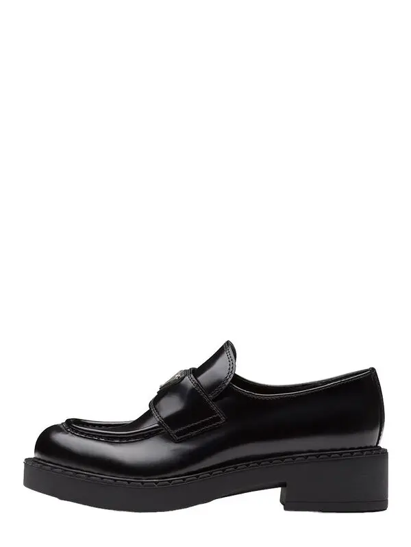 Prada Leather Loafers - Black/silver