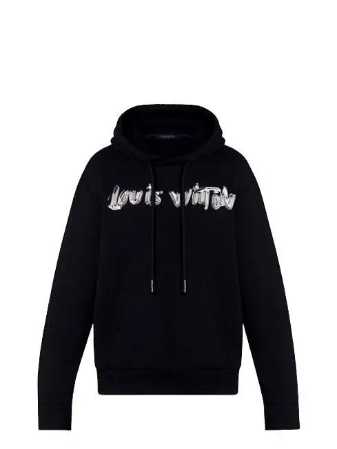 LOUIS VUITTON Logo Printing" Long Sleeve Hoodie - Black