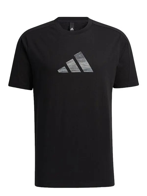 Adidas Fi 3bar Tee Logo Casual Sports Round Neck Short Sleeve - Black