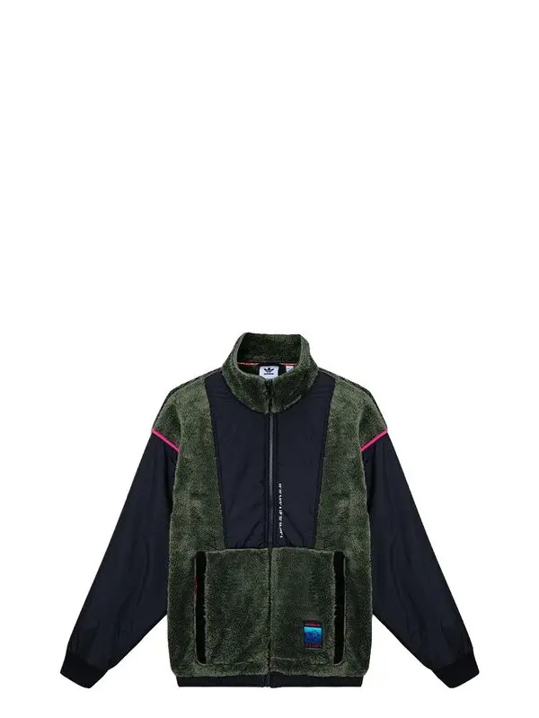 Adidas Originals Sherpa Colorblock Stand Collar Jacket - Green