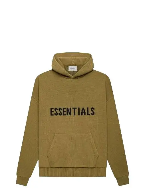 Fear Of God Knit Pullover Logo Hoodie - Tan