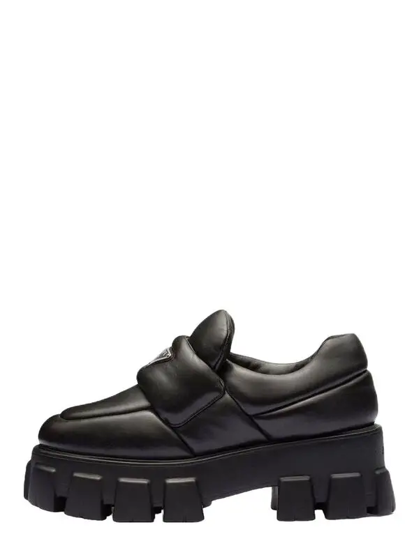 Prada Soft Padded Nappa Leather Loafers - Black/silver