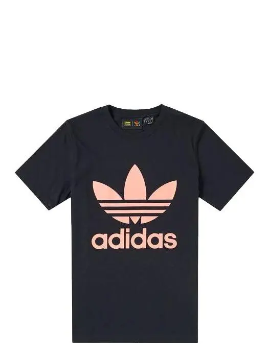 Adidas Originals Logo Casual Sports Round Neck Short Sleeve - Black