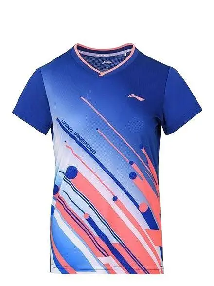 LI-NING Ss22 Table Tennis Series Quick Dry Short Sleeve T-shirt - Blue