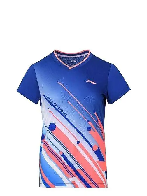 LI-NING Ss22 Table Tennis Series Casual Sports Tournament Quick Dry Short Sleeve - Blue