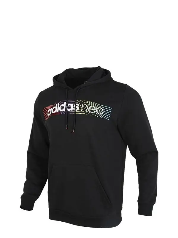 Adidas Neo Logo Print Hooded Sweatshirt - Black