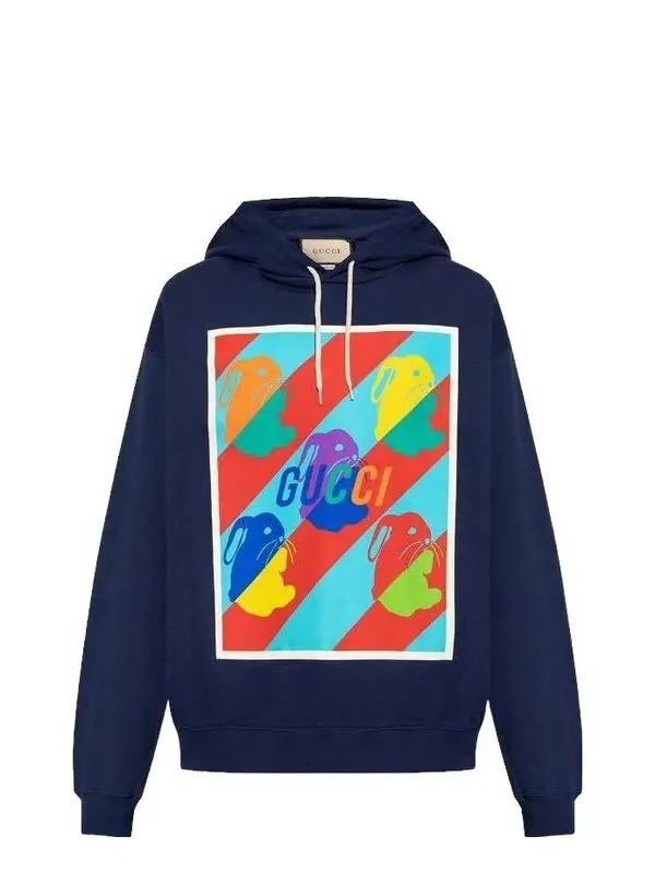 Gucci Graphic Paint Hoodie - Navy/multi