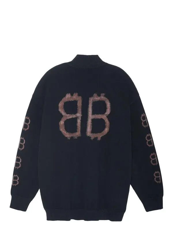 Balenciaga Bb Logo Knit Sweater - Black