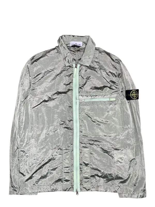 Stone Island Zip Up Jacket With Compass Patch - Green