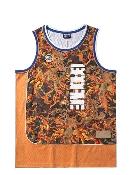 LI-NING Badfive Graphic Basketball Jersey - Orange/multi-color