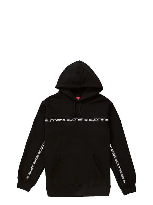 Supreme Fw18 Text Stripe Hooded Sweatshirt - Black