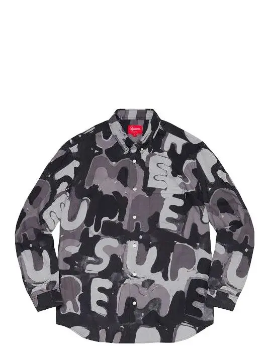 Supreme Painted Logo Shirt 'black Grey - Black/grey