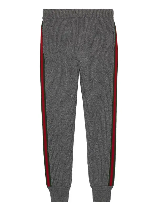 Gucci Wool Cashmere Pants With Web Detail - Grey