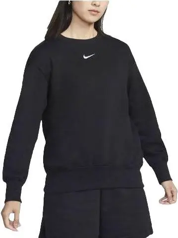 Nike Phoenix Fleece Wide Fit Crew Neck Sweatshirt - Black/white