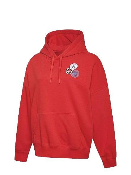CONVERSE Logo Print Hoodie - Red