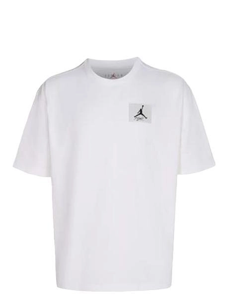 JORDAN Flight Essentials Solid Color Logo Label Loose Pullover Round Neck Half Sleeve White T-shirt - Default Colorway