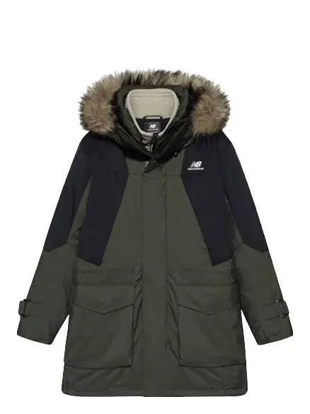 NEW BALANCE Hooded Winter Parka - Green/black