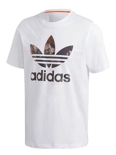 Adidas Originals Camo Trf Tee Large Logo Printing Sports Short Sleeve - White