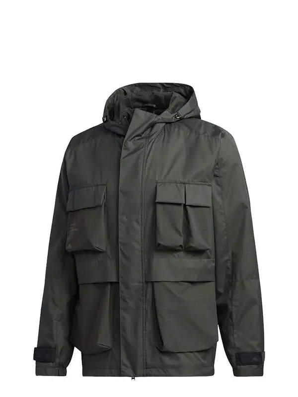 Adidas Th Windbreaker Jacket With Multiple Pockets - Dark Brown