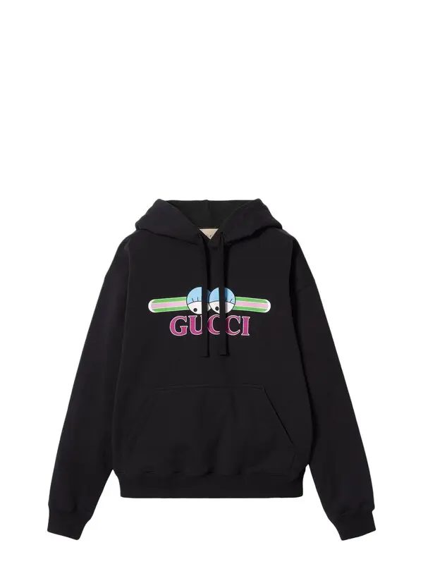 Gucci Printed Cotton Jersey Hoodie - Black
