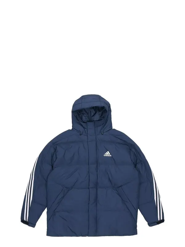 Adidas Padded Down Jacket With Hood And Striped Sleeves - Default Color