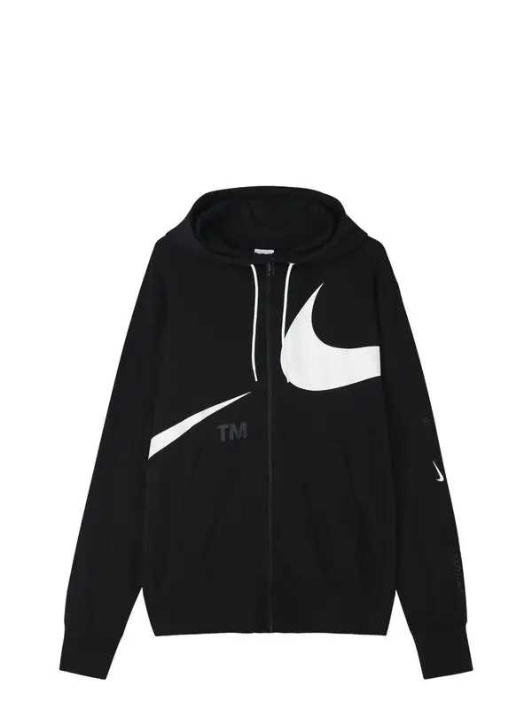 Nike Hooded Jacket With Large Logo Print - Black