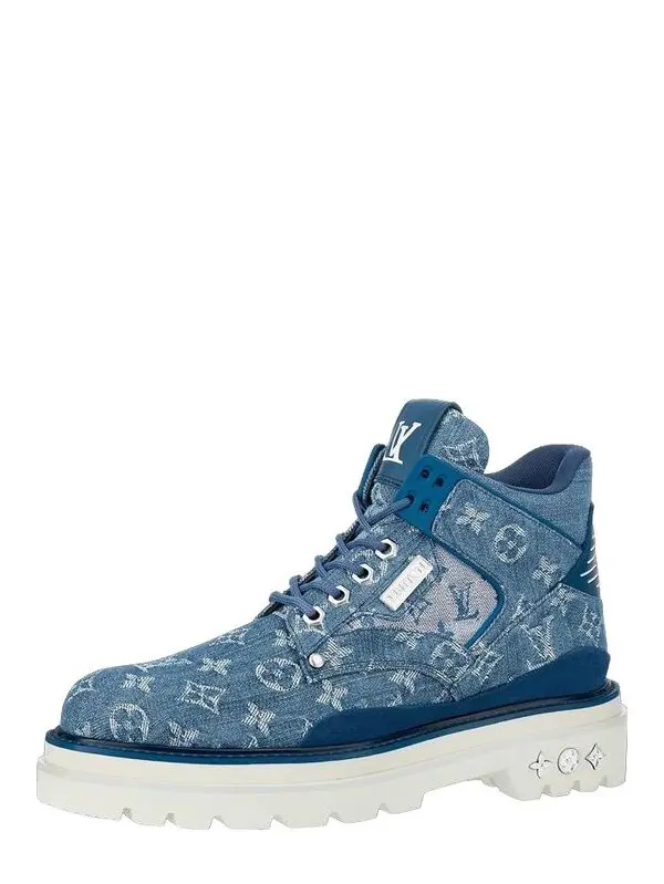 LOUIS VUITTON Oberkamp Ankle Boots 'denim Monogram - Blue/white