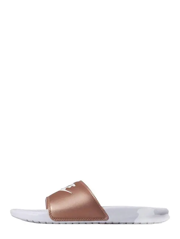 Nike Benassi Jdi Metallic Slides - White-mtlc Red Bronze