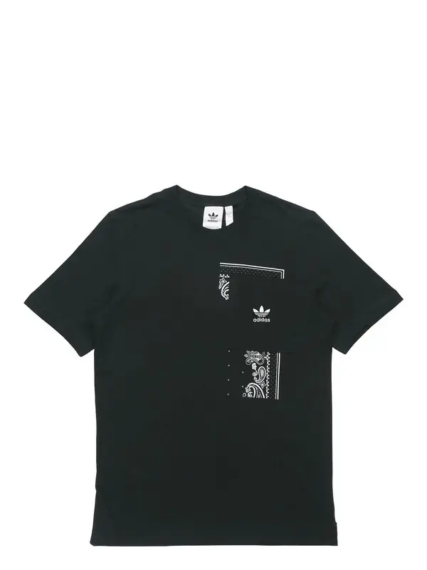 Adidas Originals Casual Printing Pocket Round Neck Short Sleeve - Black